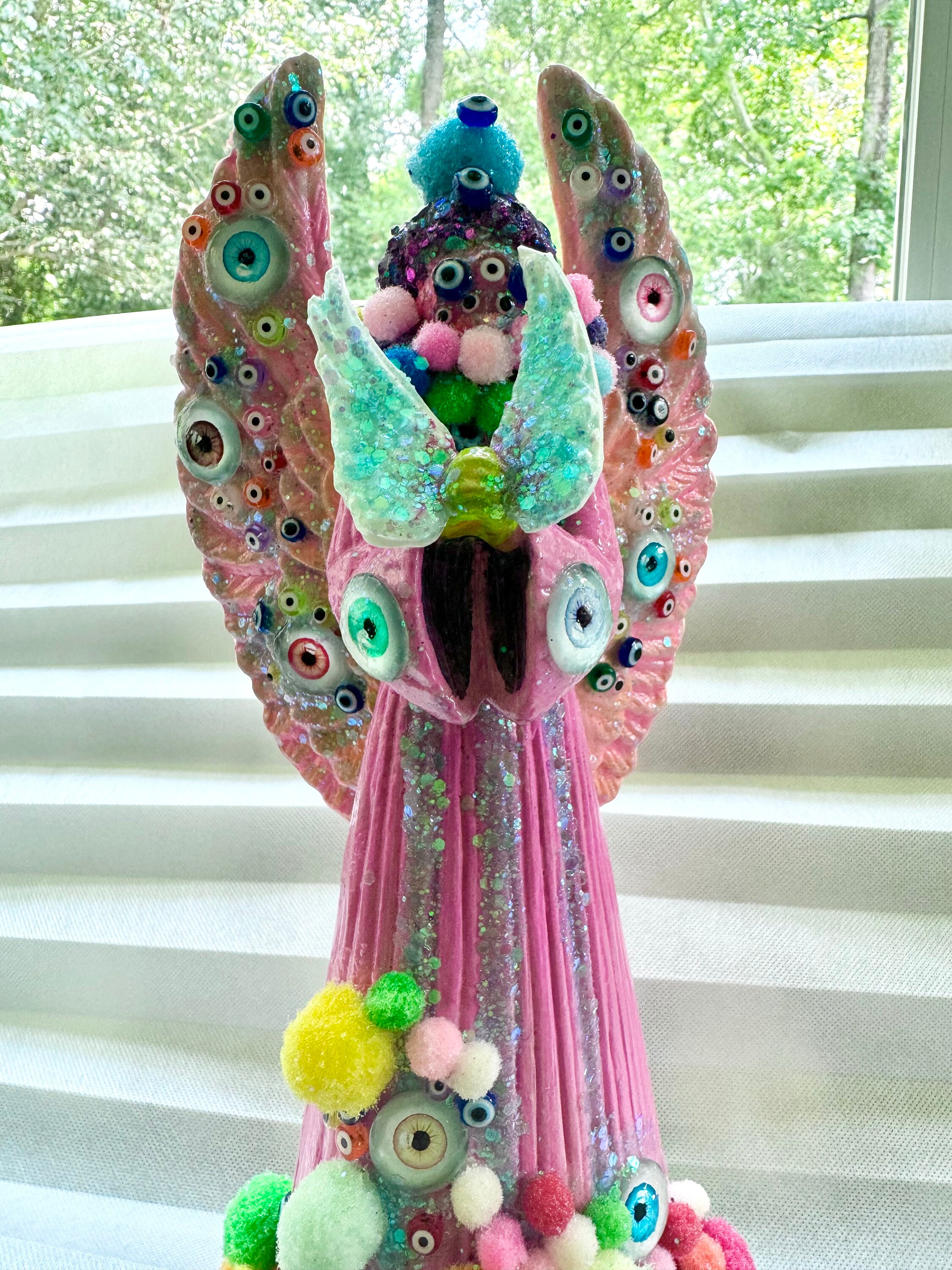 Colorful Biblically Accurate Angel Statue, Evil Eye, Cheerful Horror ...