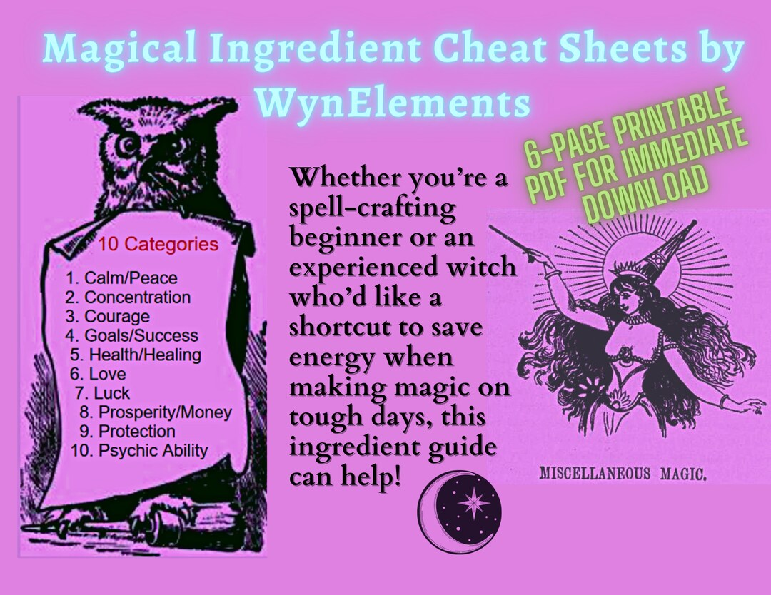 Stones & Crystals Magic Cheat Sheet for Spellcasting (printable PDF) - Etsy