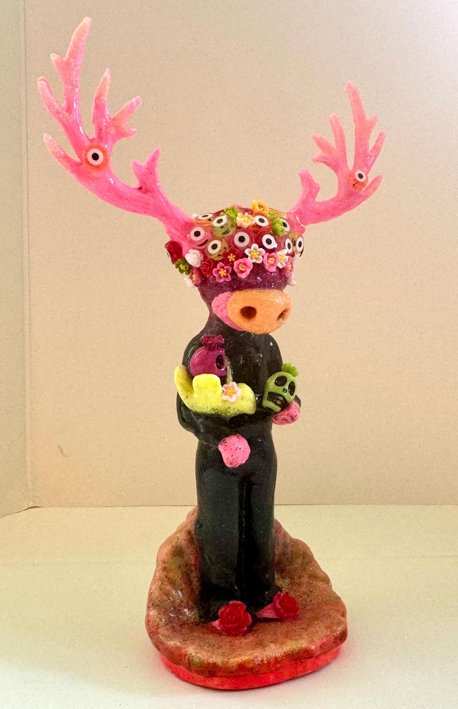 Precious Spooky Fae Boy With Pink Antlers, Evil Eye Protection ...