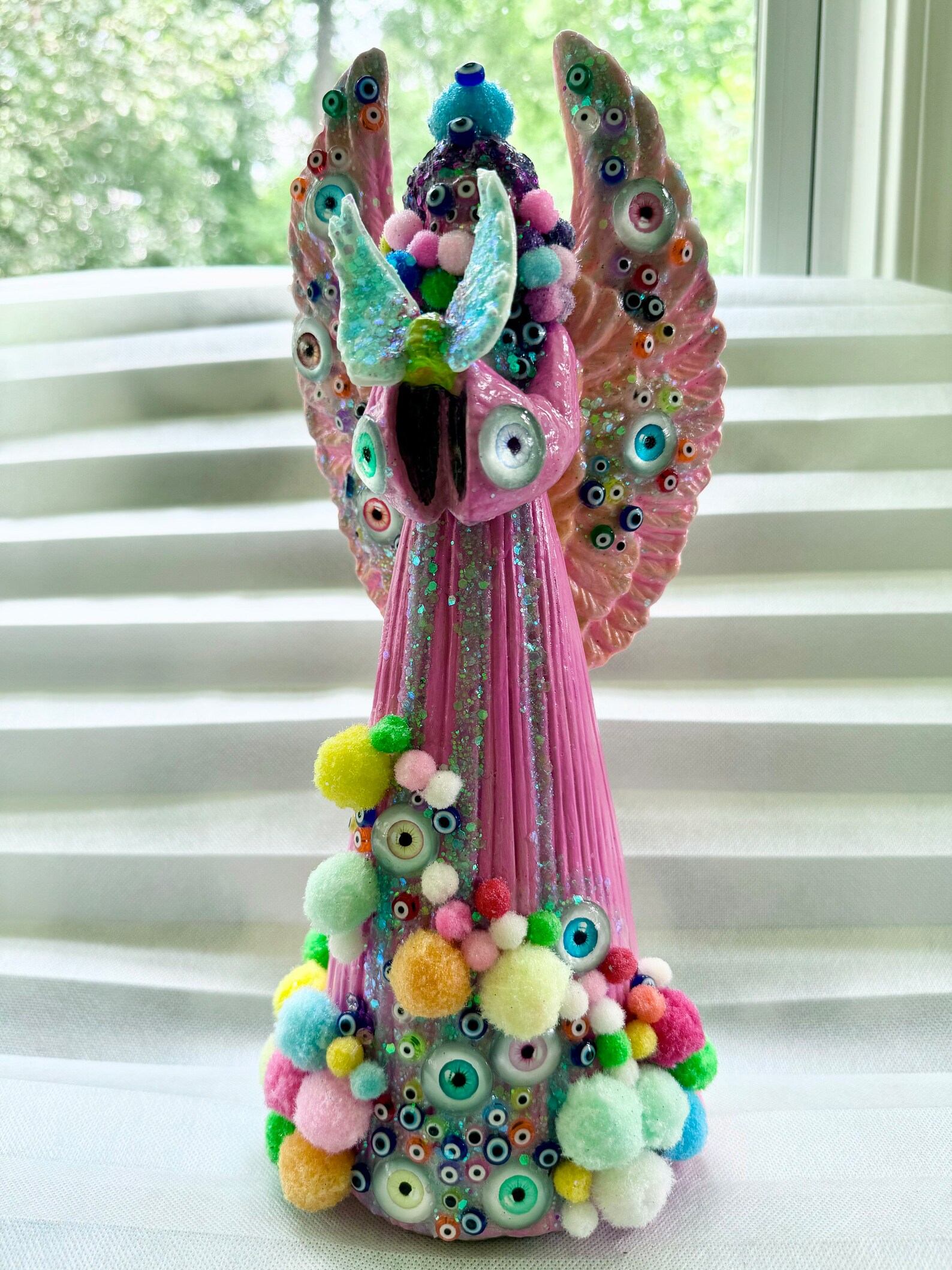 Colorful Biblically Accurate Angel Statue, Evil Eye, Cheerful Horror ...