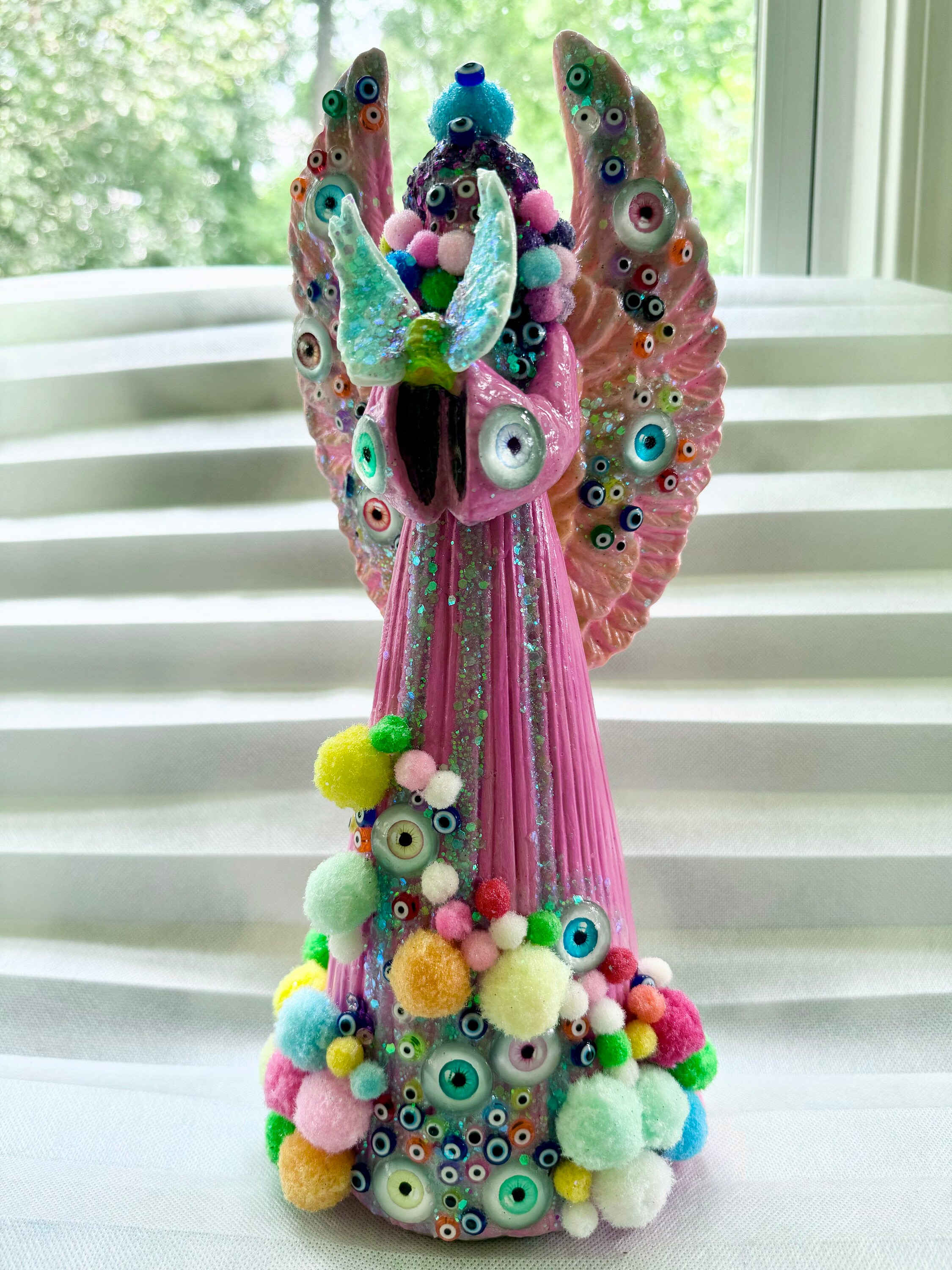 Colorful Biblically Accurate Angel Statue, Evil Eye, Cheerful Horror ...