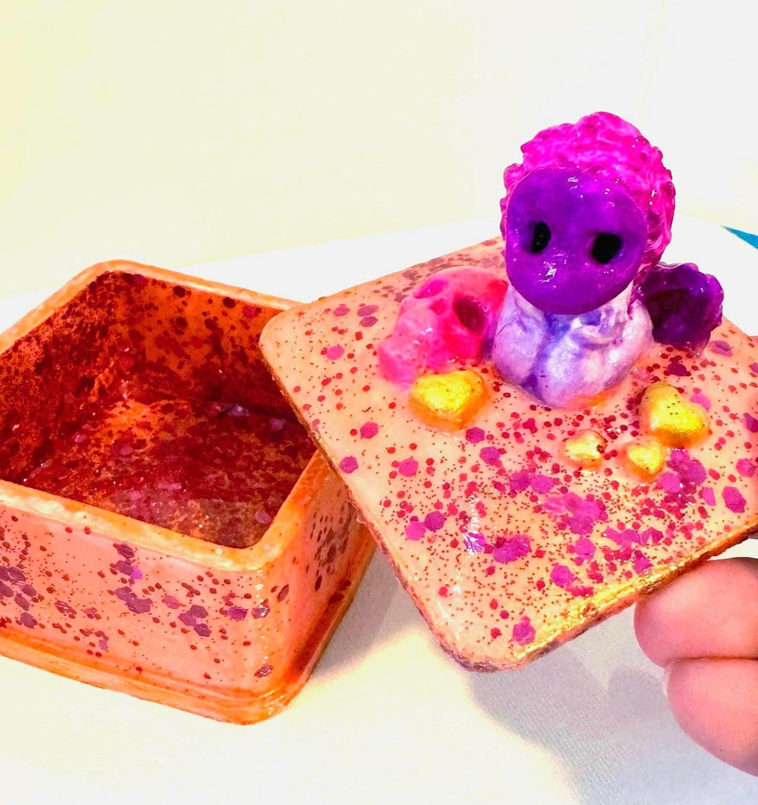 Cute and Spooky Trinket Box With Masked Cherub and Skull Handcrafted ...