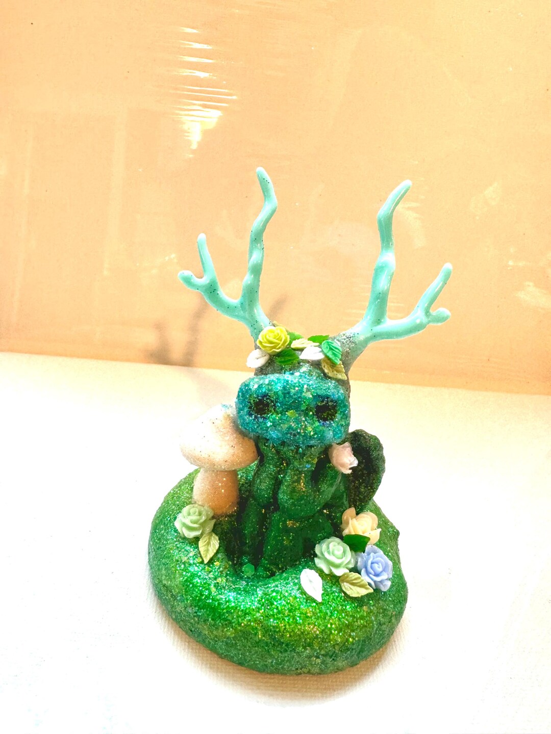 Sparkly Fae Cherub Figurine W Spooky Antlers and Mask. Guardian Angel ...