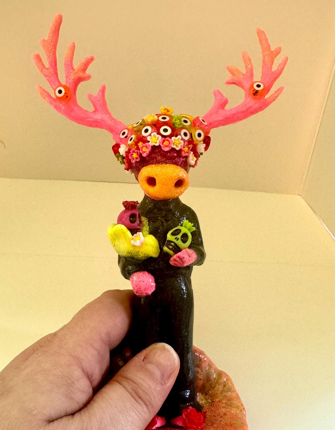 Precious Spooky Fae Boy With Pink Antlers, Evil Eye Protection ...
