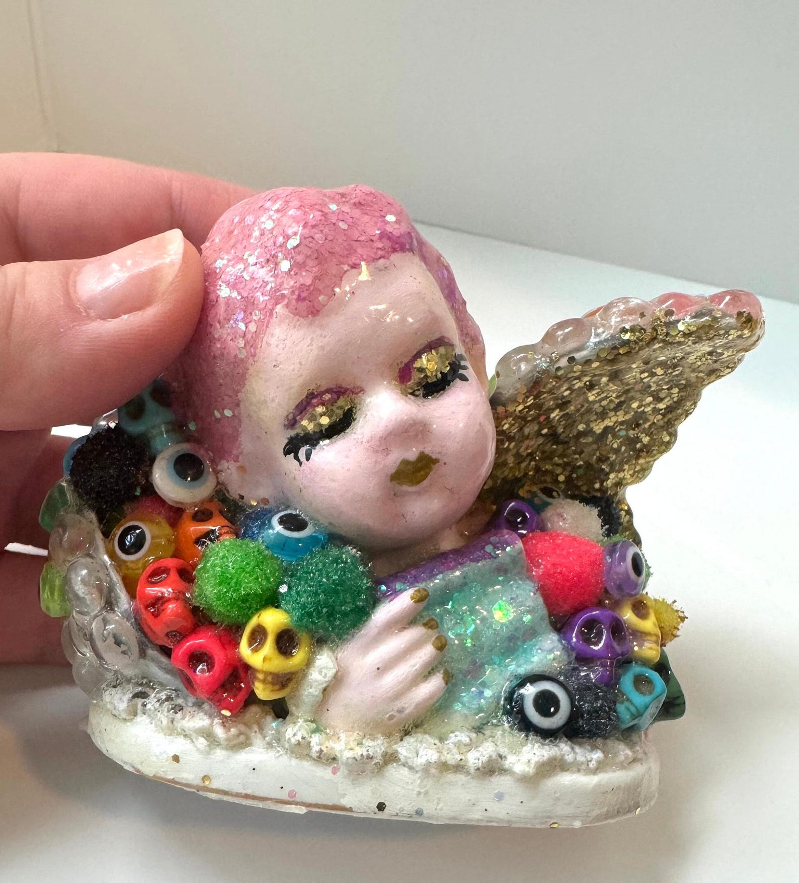 Upcycled Glitter Baby Angel Figurine – Goth Home Decor - Etsy