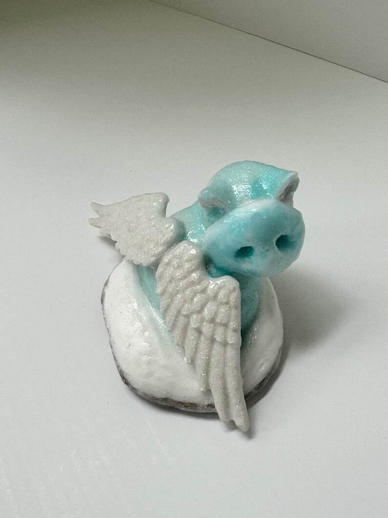 Guardian Angel Cat in Blue Glitter Mask Resting on Cloud, Tiffany Blue ...