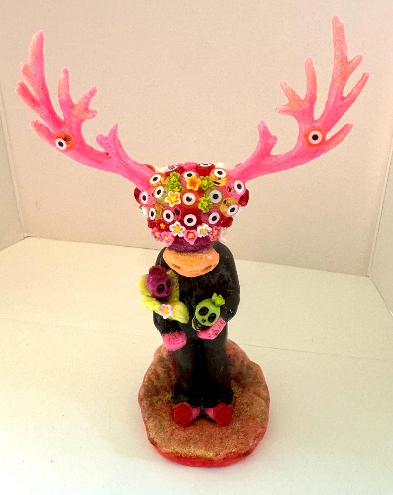 Precious Spooky Fae Boy With Pink Antlers, Evil Eye Protection ...