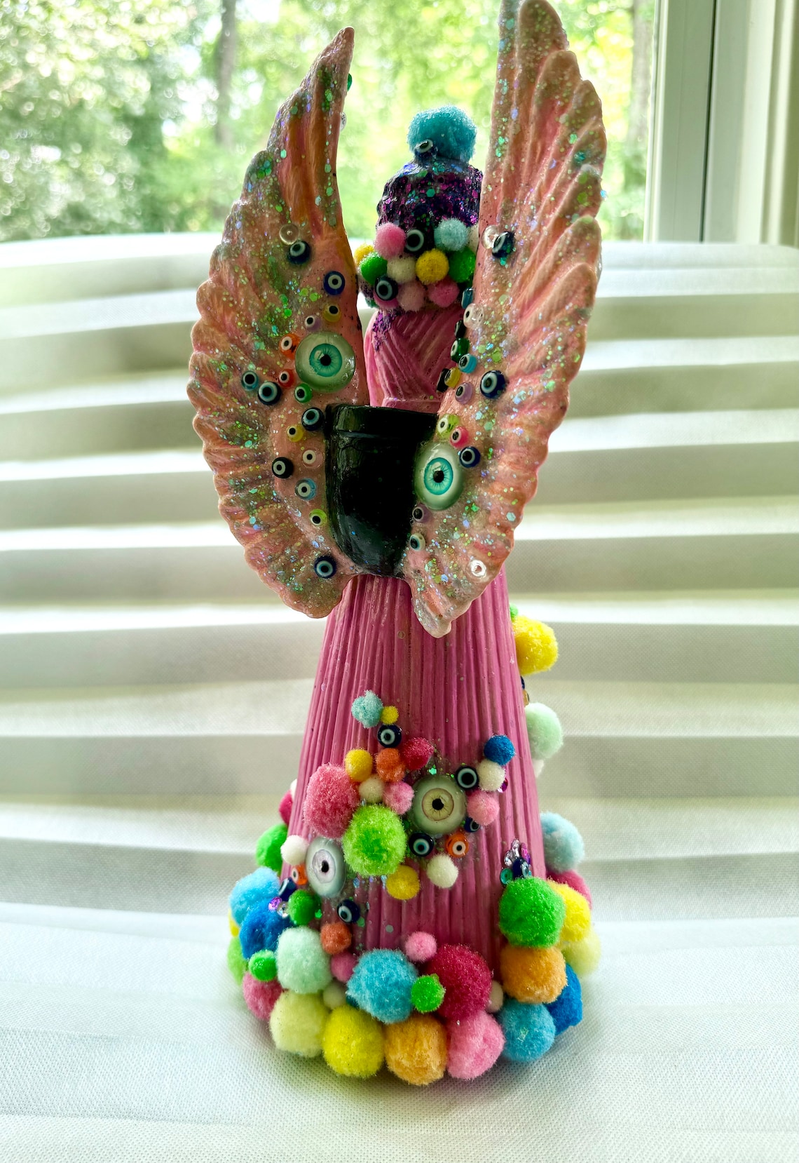 Colorful Biblically Accurate Angel Statue, Evil Eye, Cheerful Horror ...