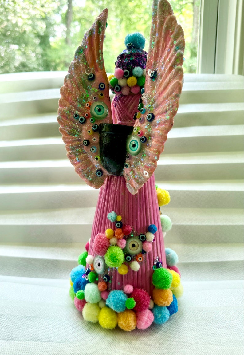 Colorful Biblically Accurate Angel Statue, Evil Eye, Cheerful Horror ...