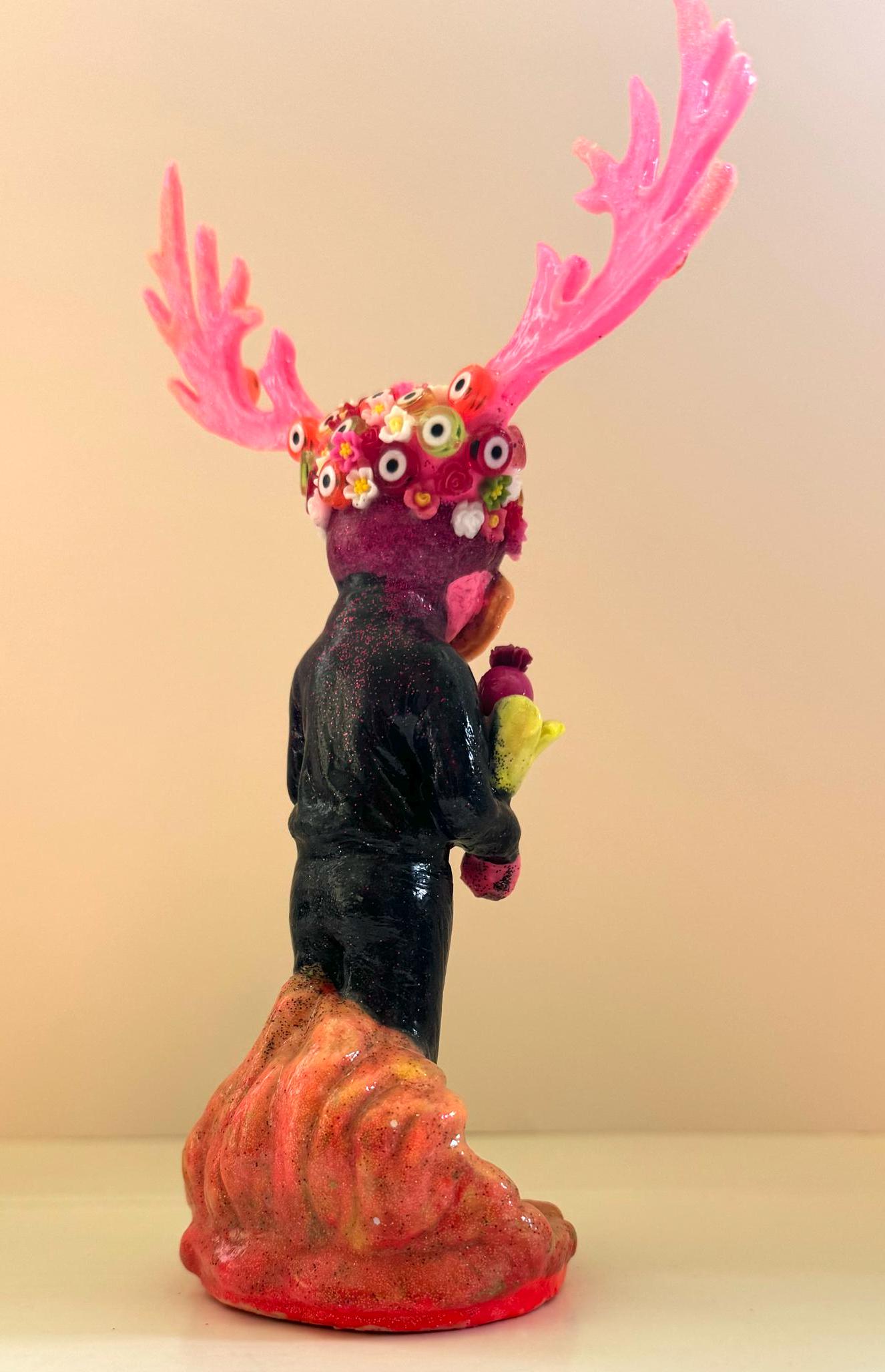 Precious Spooky Fae Boy With Pink Antlers, Evil Eye Protection ...