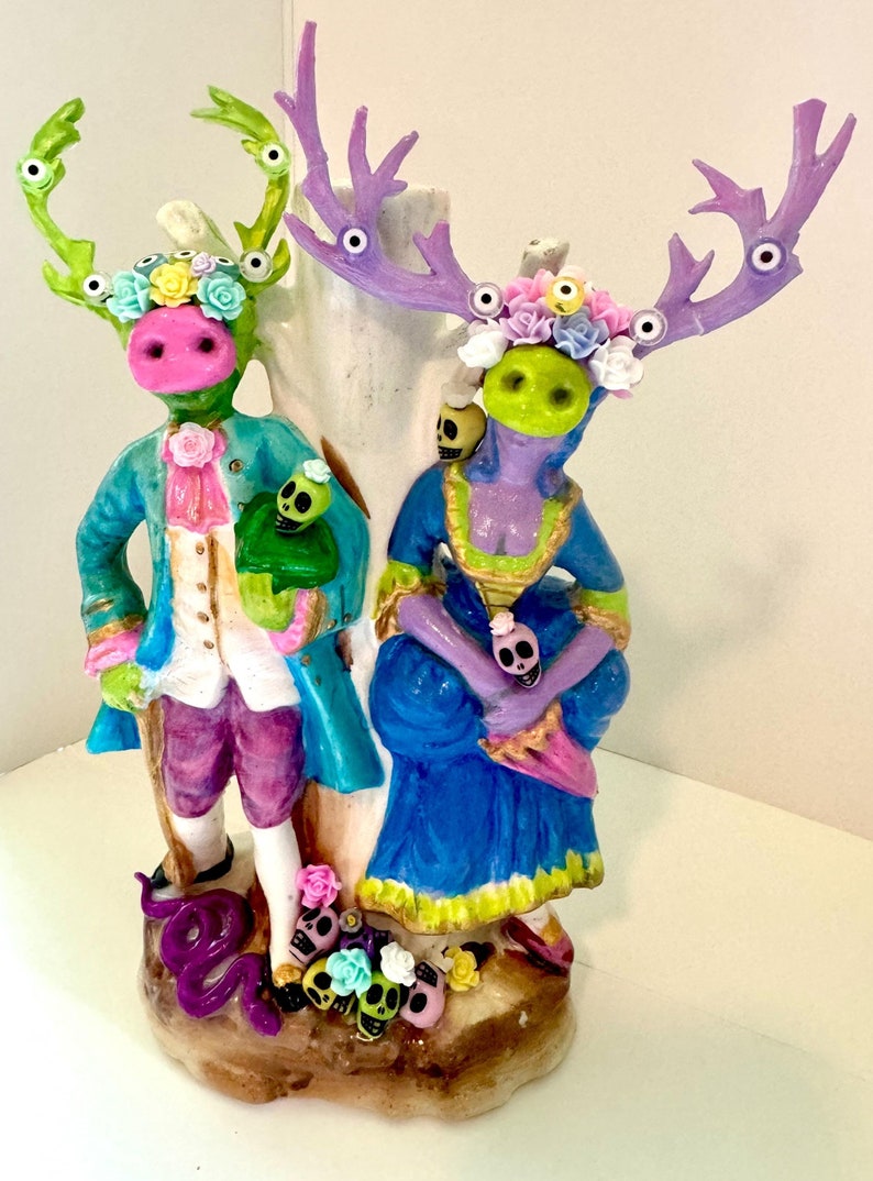 Romantic and Spooky Fae Couple With Antlers Pastel Goth Fairy Tale Home ...
