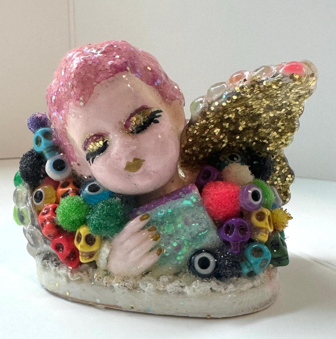 Upcycled Glitter Baby Angel Figurine – Goth Home Decor - Etsy