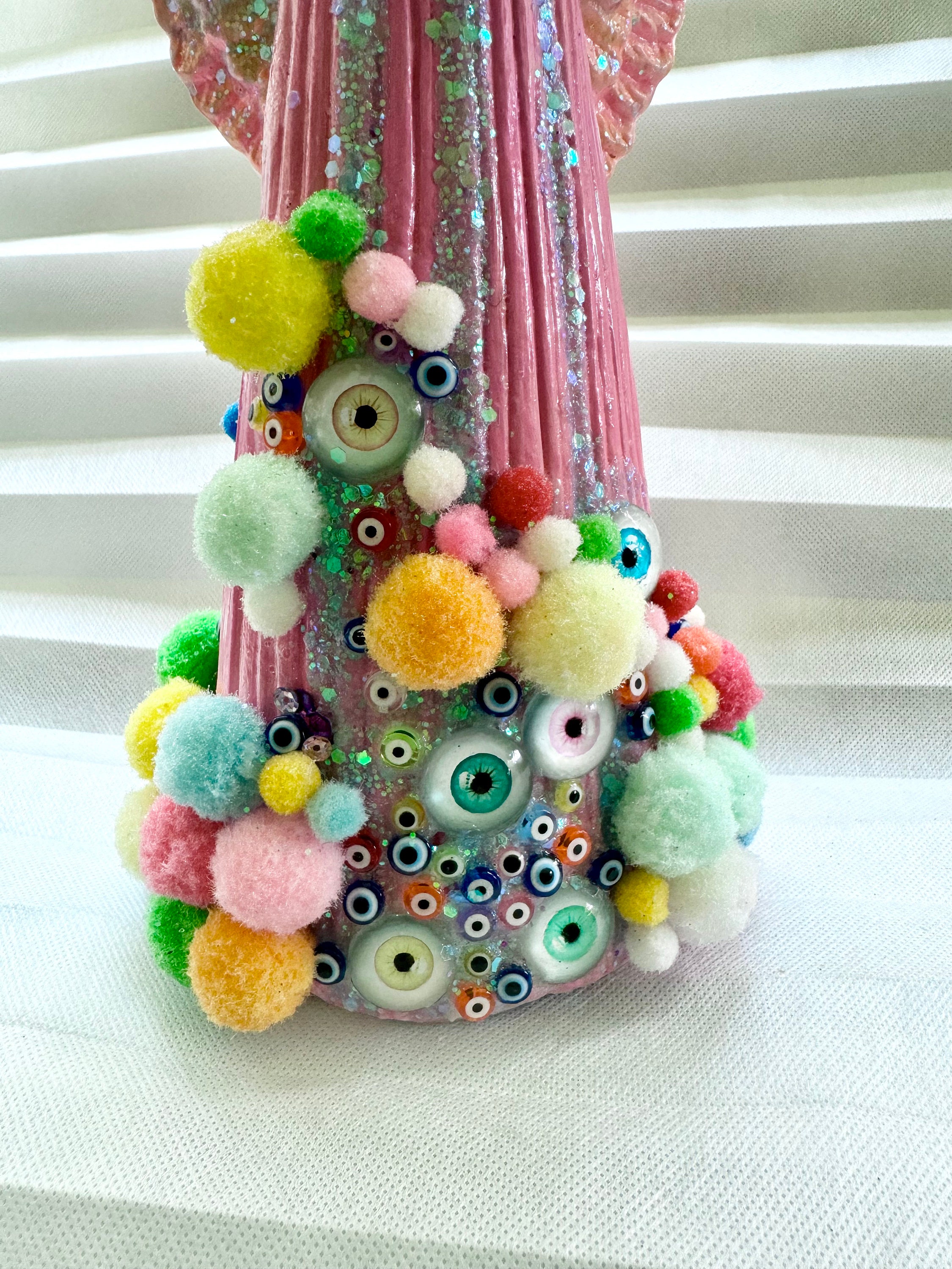 Colorful Biblically Accurate Angel Statue, Evil Eye, Cheerful Horror ...