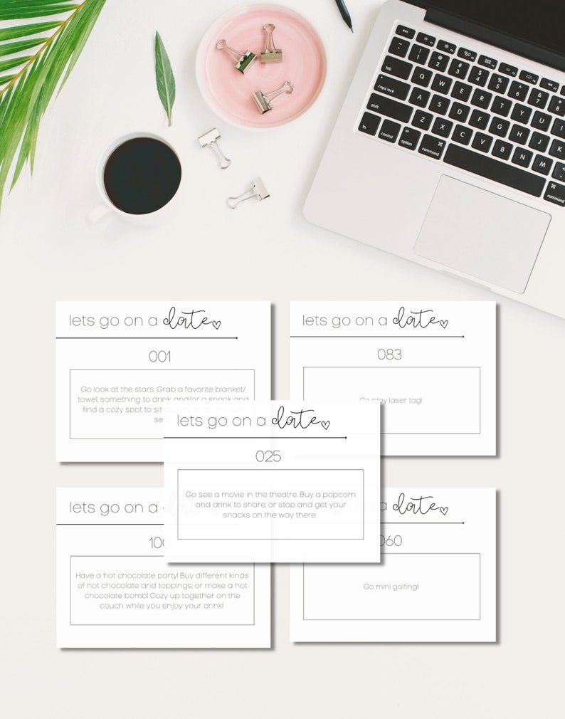 100 Date Idea Cards | Print at Home Date Cards | Date Bucket List ...