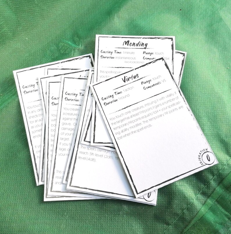 Printable 3rd Level Spell Cards for Dnd 5E - Ink Brush - Etsy