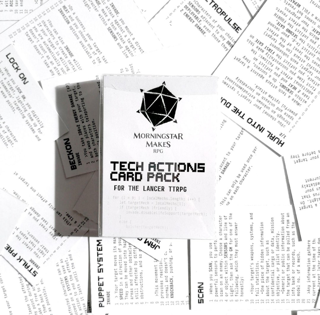 Lancer RPG Tech Action Cards - Printed Pack - Command Line - Etsy