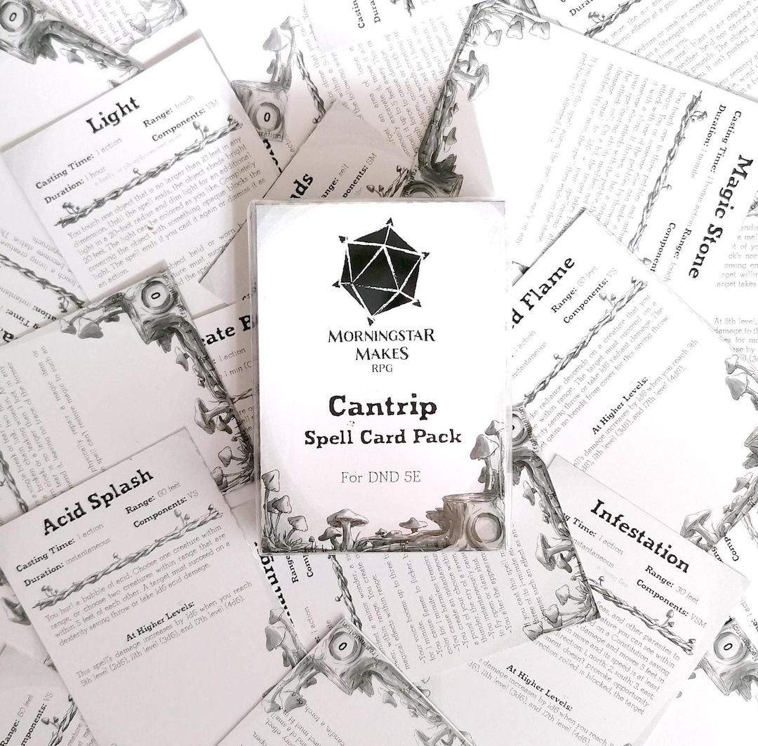 Printed Cantrip Spell Cards for Dnd 5E (2014) - Mycelium - DND Spell ...