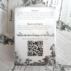 Printed Cantrip Spell Cards for Dnd 5E (2014) - Mycelium - DND Spell ...