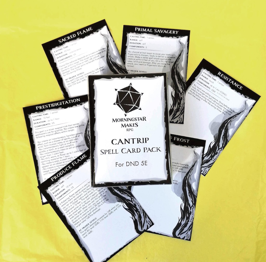 Printed Cantrip Spell Cards for Dnd 5E (2014) - Pyromancer - DND Spell ...