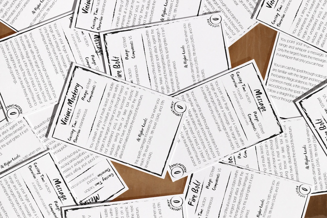 Printable 3rd Level Spell Cards for Dnd 5E - Ink Brush - Etsy