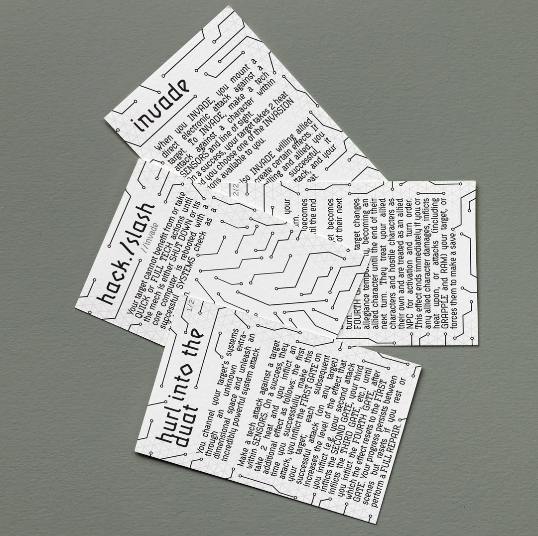 Printable Tech Cards for Lancer RPG - Circuit Board - Lancer Pilot Mech ...