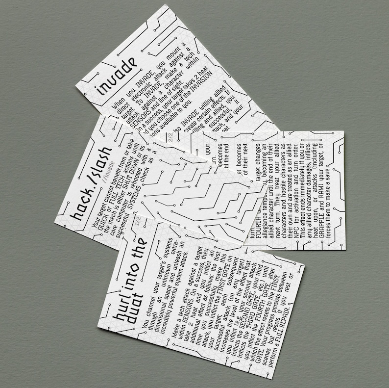 Printable Tech Cards for Lancer RPG Circuit Board - Etsy