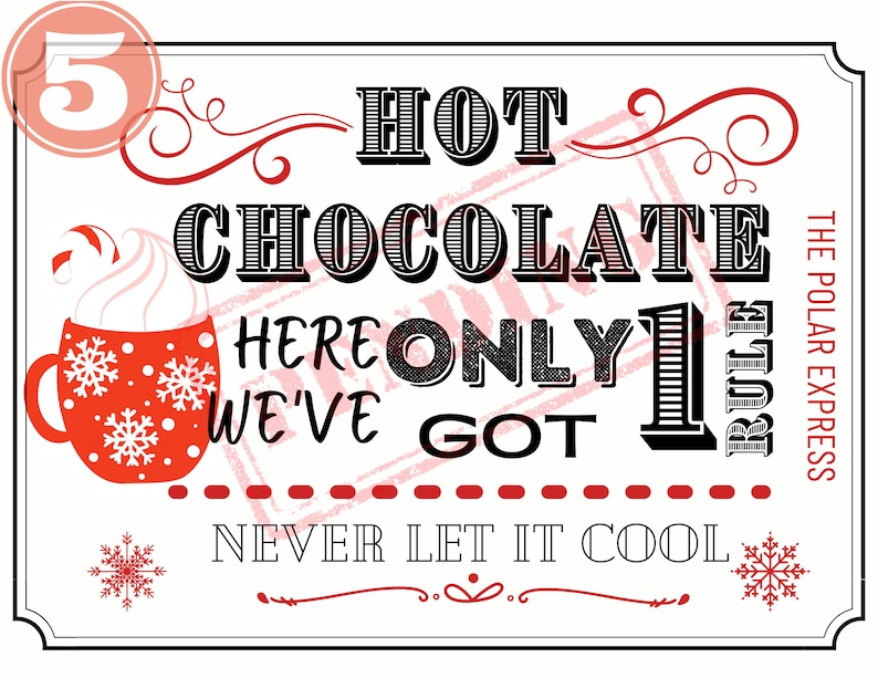 Polar Express Hot Chocolate Poster Red INSTANT DOWNLOAD Printable ...