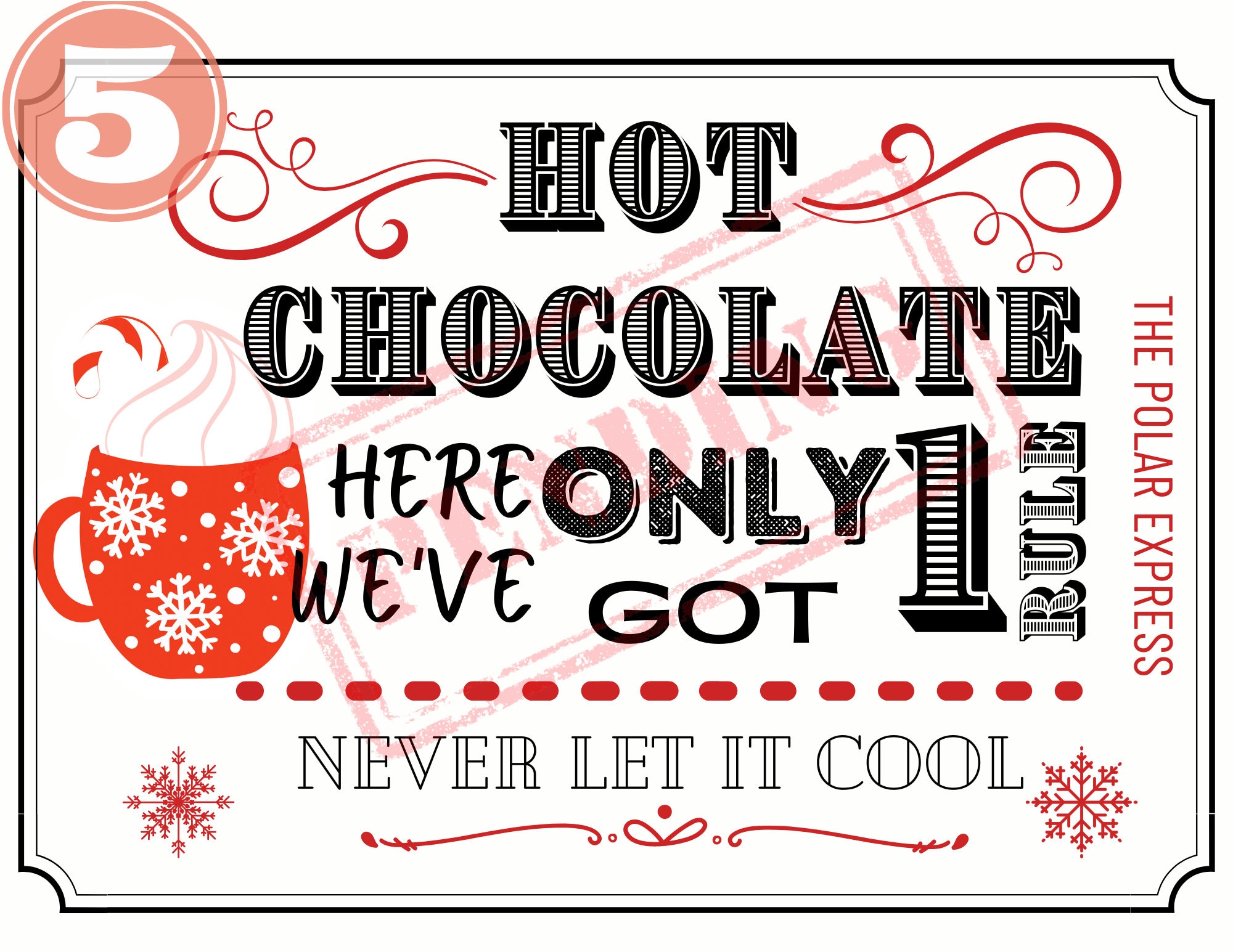 Polar Express Hot Chocolate Poster Red INSTANT DOWNLOAD Printable ...