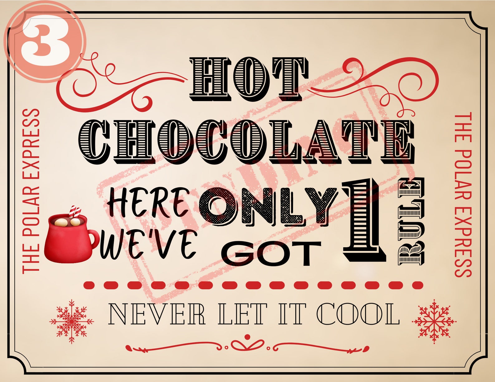 Polar Express Hot Chocolate Poster Red INSTANT DOWNLOAD Printable ...