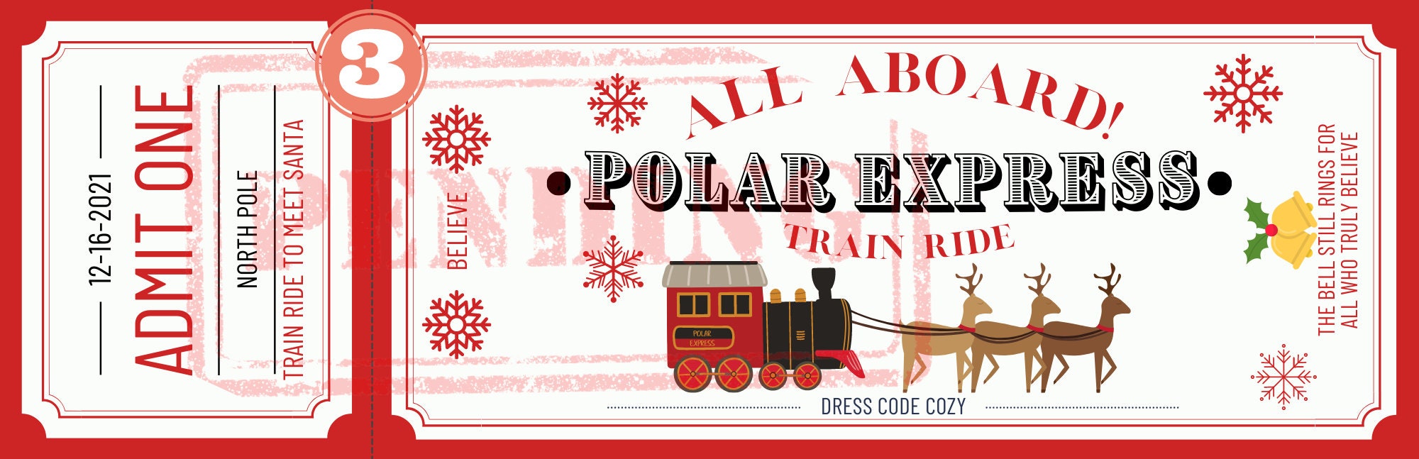 Polar Express Ticket Invite Tan and Red INSTANT DOWNLOAD Printable ...