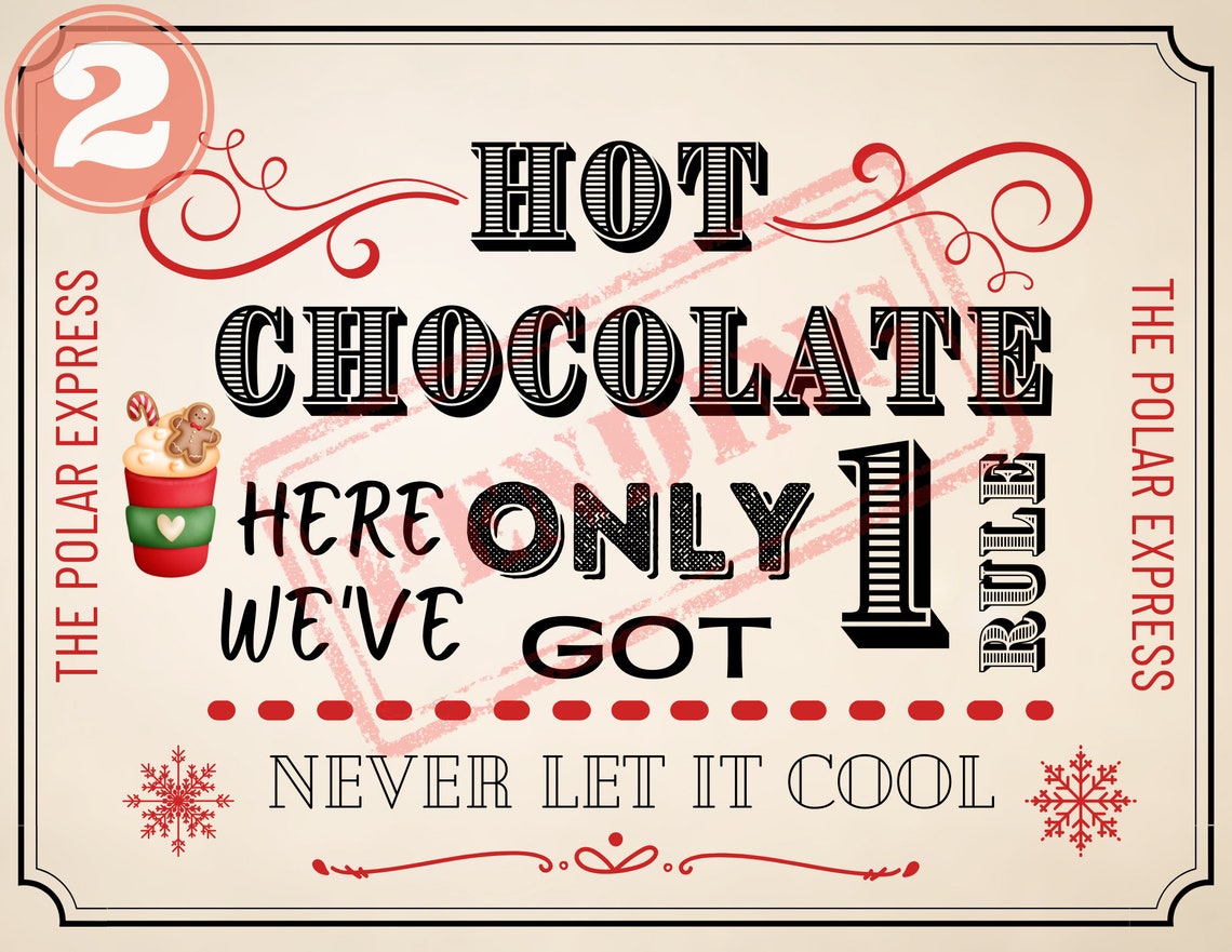 Polar Express Hot Chocolate Poster Red INSTANT DOWNLOAD Printable ...