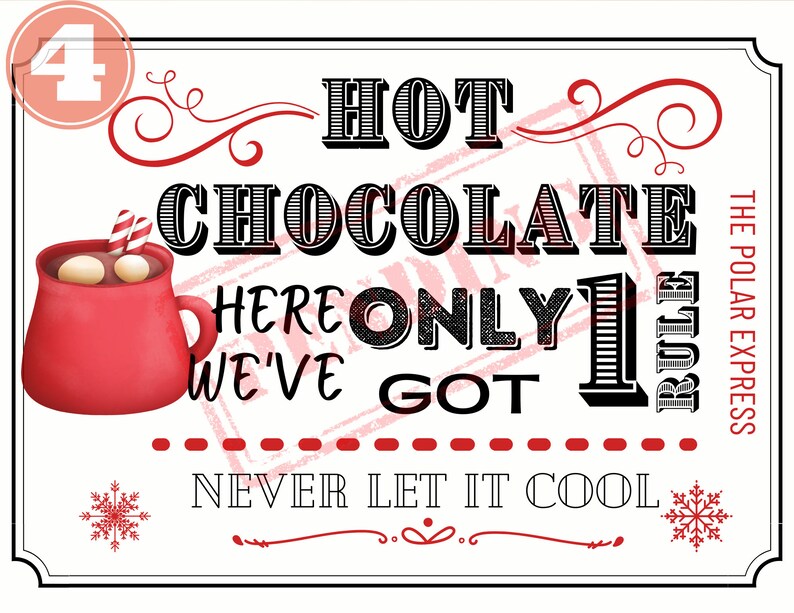 Polar Express Hot Chocolate Poster Red INSTANT DOWNLOAD Printable ...
