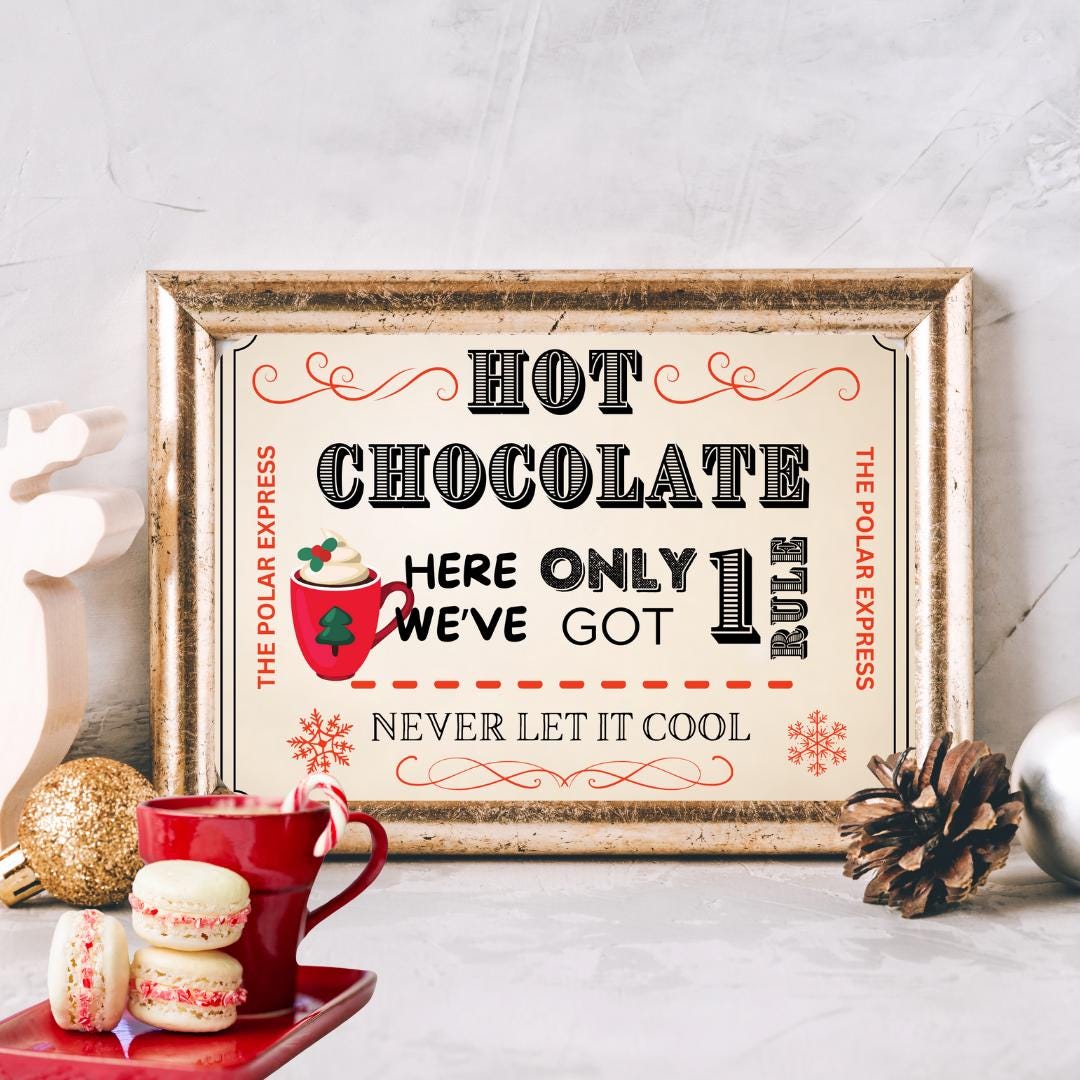 Polar Express Hot Chocolate Poster Red INSTANT DOWNLOAD Printable ...