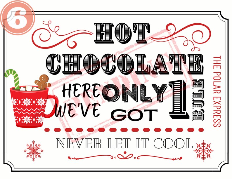 Polar Express Hot Chocolate Poster Red INSTANT DOWNLOAD Printable ...