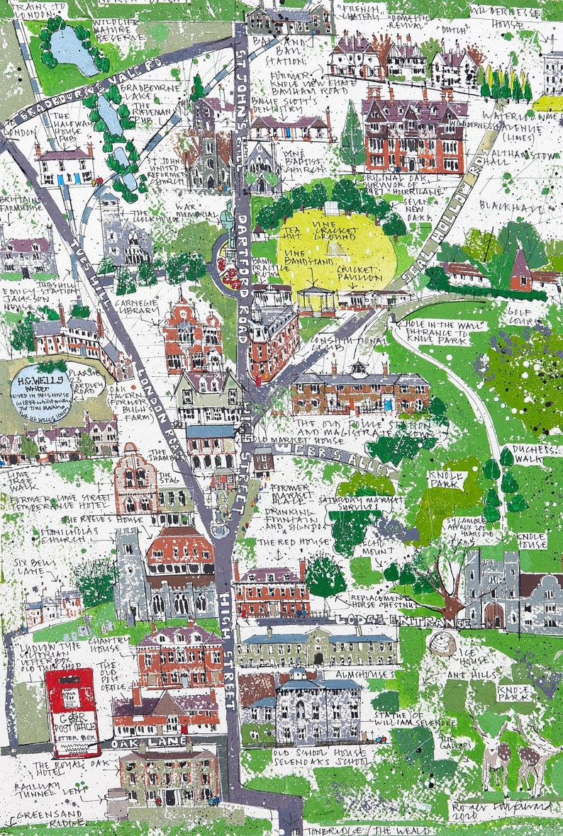 Sevenoaks Map: Limited Edition Prints of Original Acrylic, Ink and ...