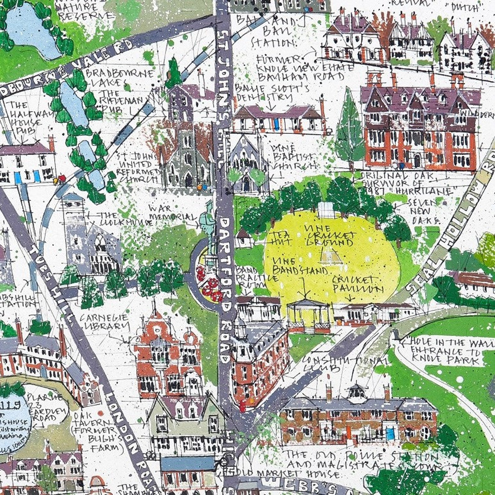 Sevenoaks Map: Limited Edition Prints of Original Acrylic, Ink and ...