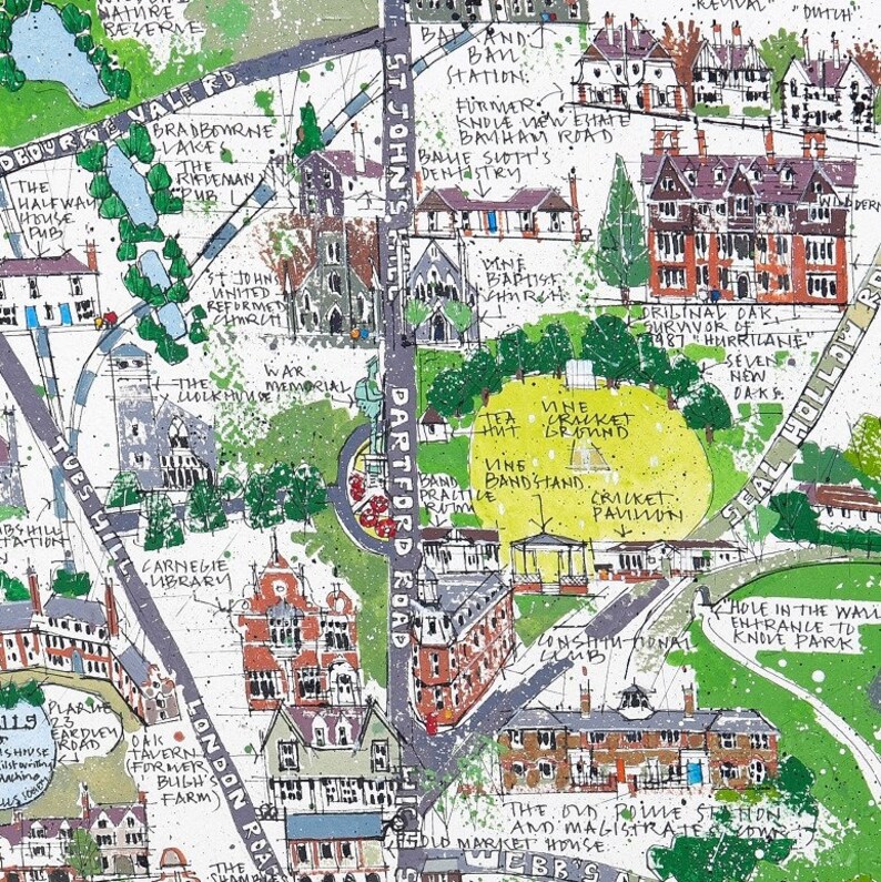 Sevenoaks Map: Limited Edition Prints of Original Acrylic, Ink and ...