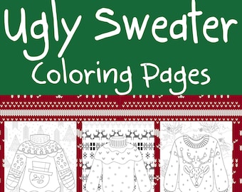 Christmas Sweater Coloring Pages - Etsy