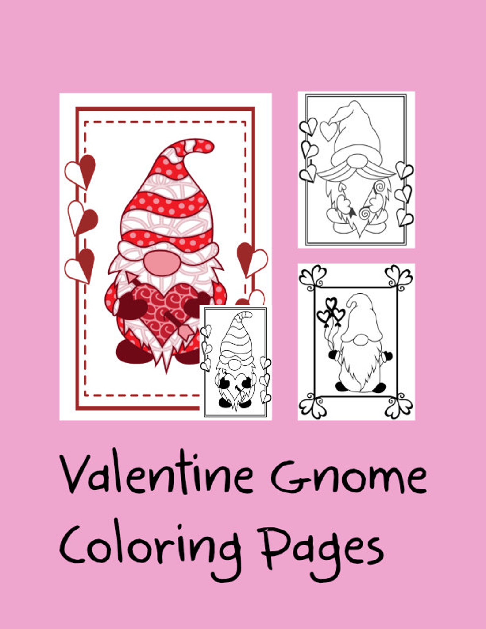 Printable Valentine Gnome Coloring Pages Set of 6 - Etsy
