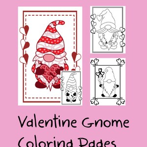 Printable Valentine Gnome Coloring Pages Set of 6 - Etsy