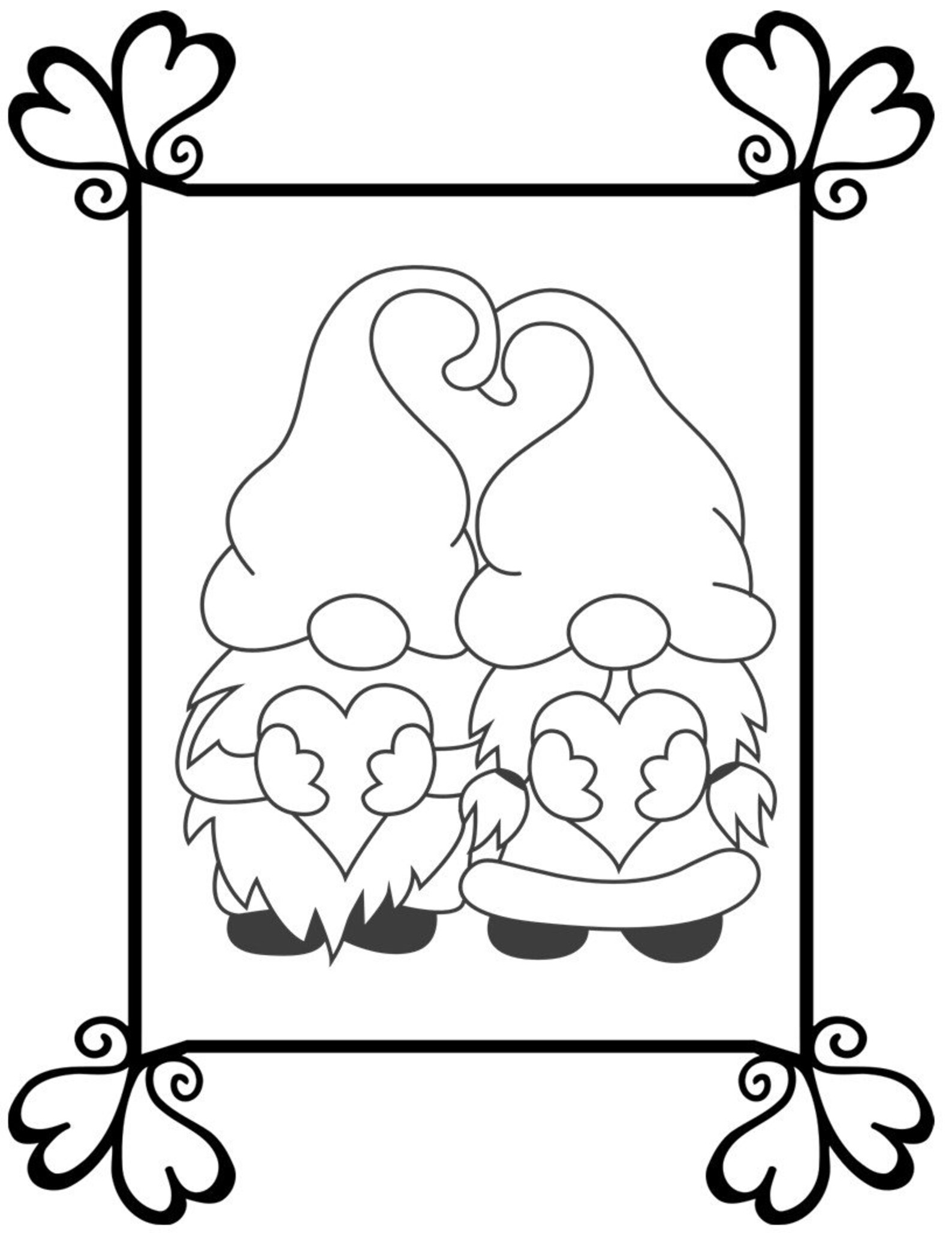Printable Valentine Gnome Coloring Pages Set of 6 - Etsy