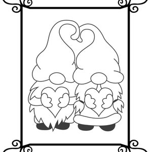 Printable Valentine Gnome Coloring Pages Set of 6 - Etsy