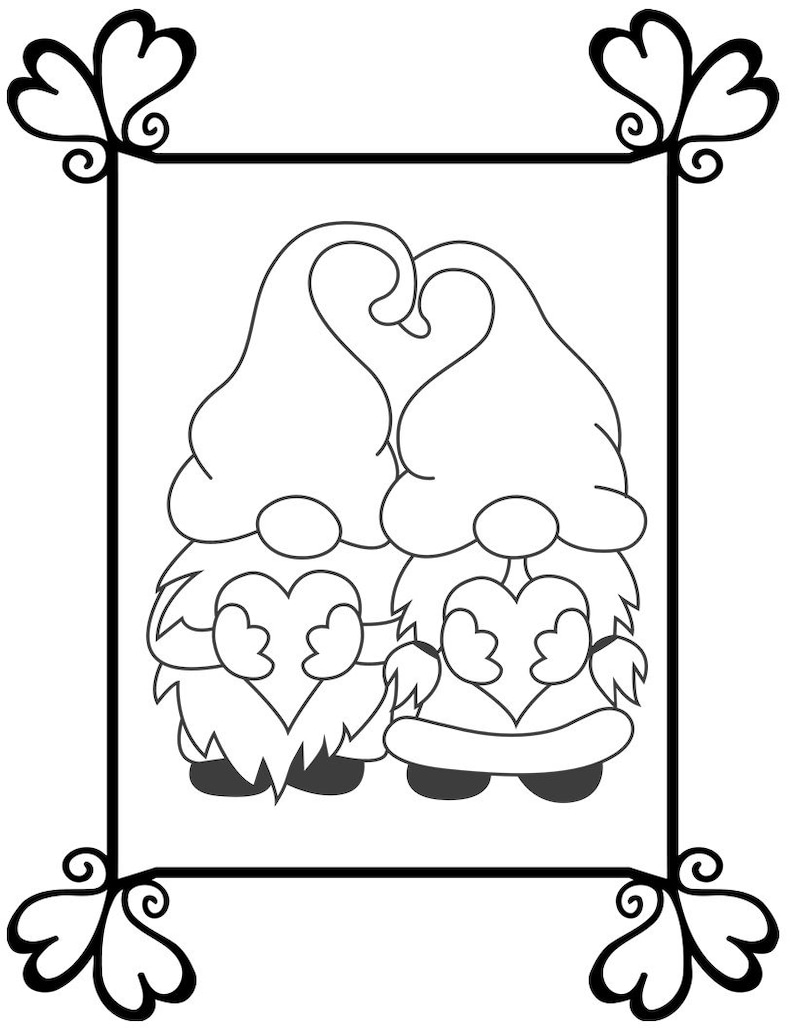 Printable Valentine Gnome Coloring Pages Set of 6 - Etsy UK