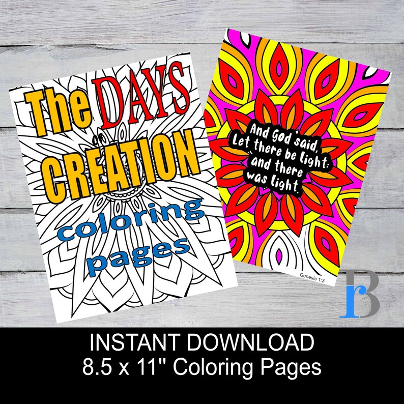 Days of Creation Bible Verse Coloring Pages From Genesis - Etsy