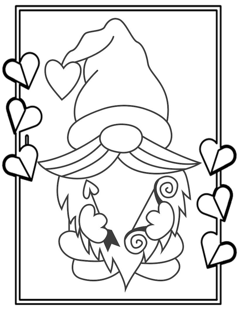Printable Valentine Gnome Coloring Pages Set of 6 - Etsy