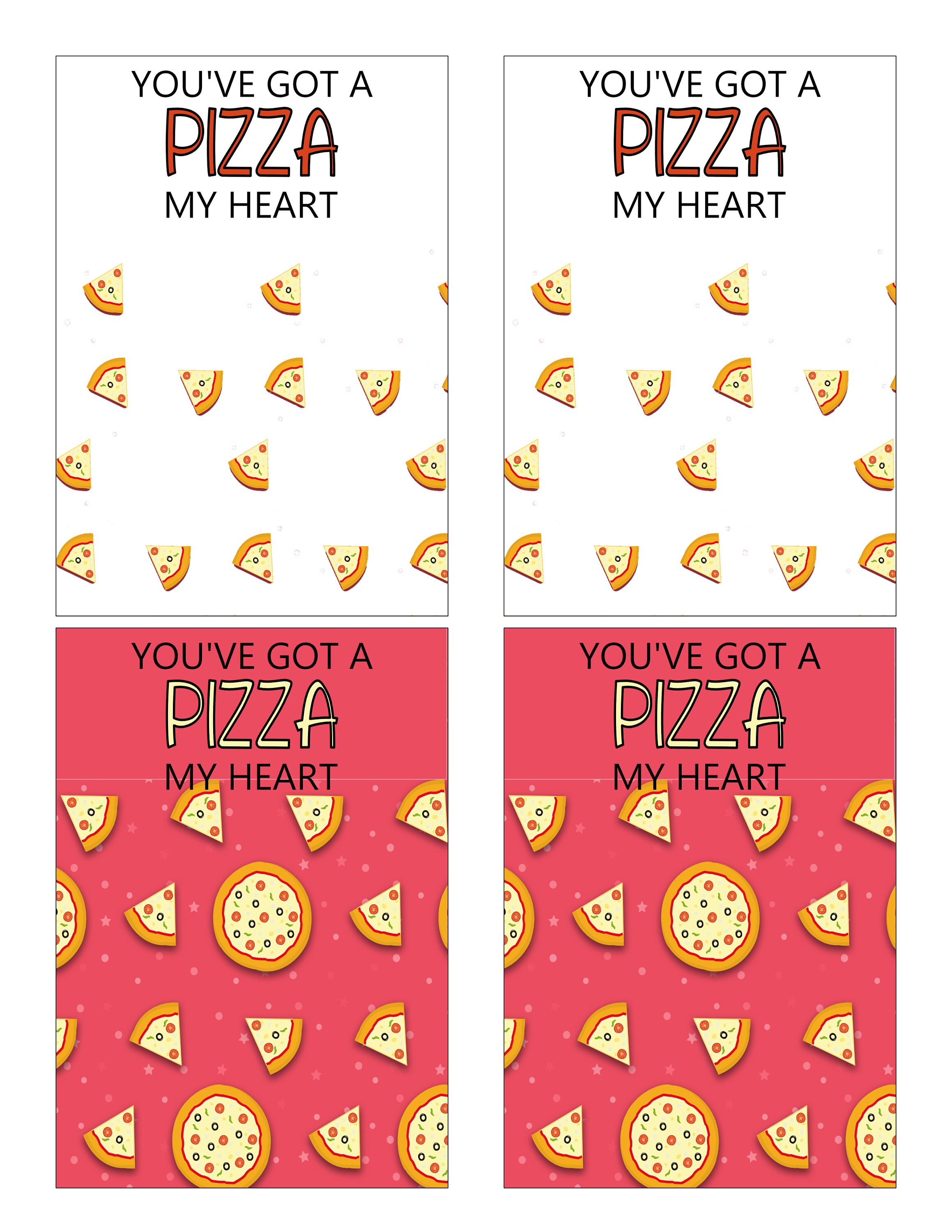 Printable Cookie Cards Valentine's Day You've Got a PIZZA My Heart Set ...