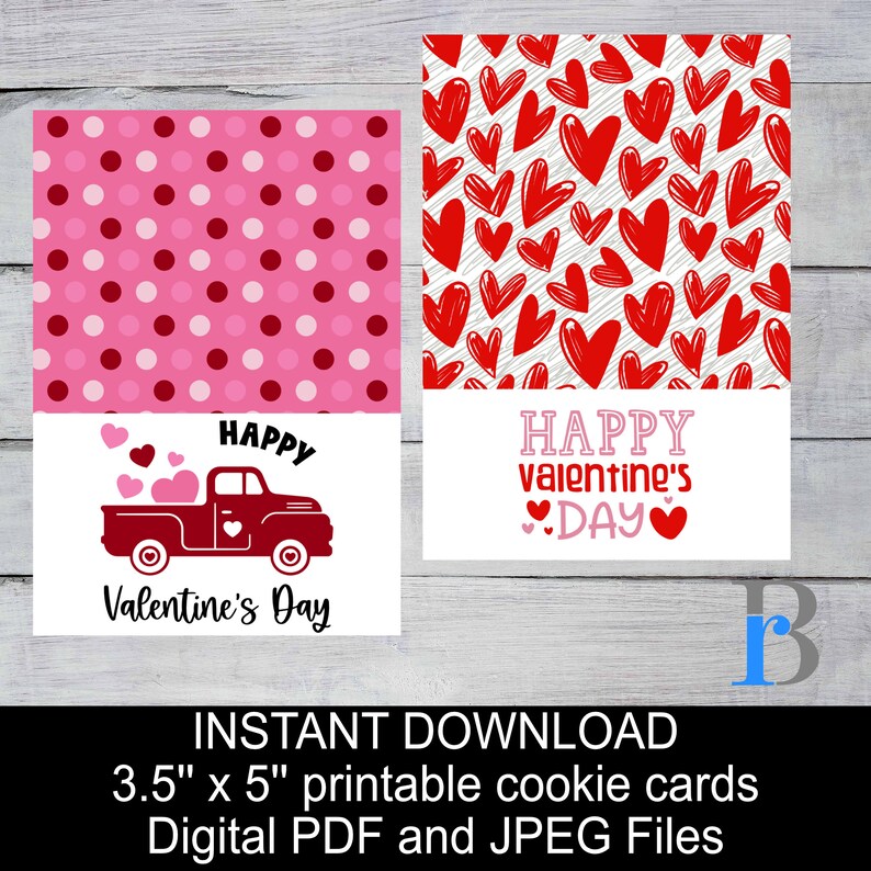 Printable Cookie Cards Happy Valentine's Day Bundle Set of - Etsy