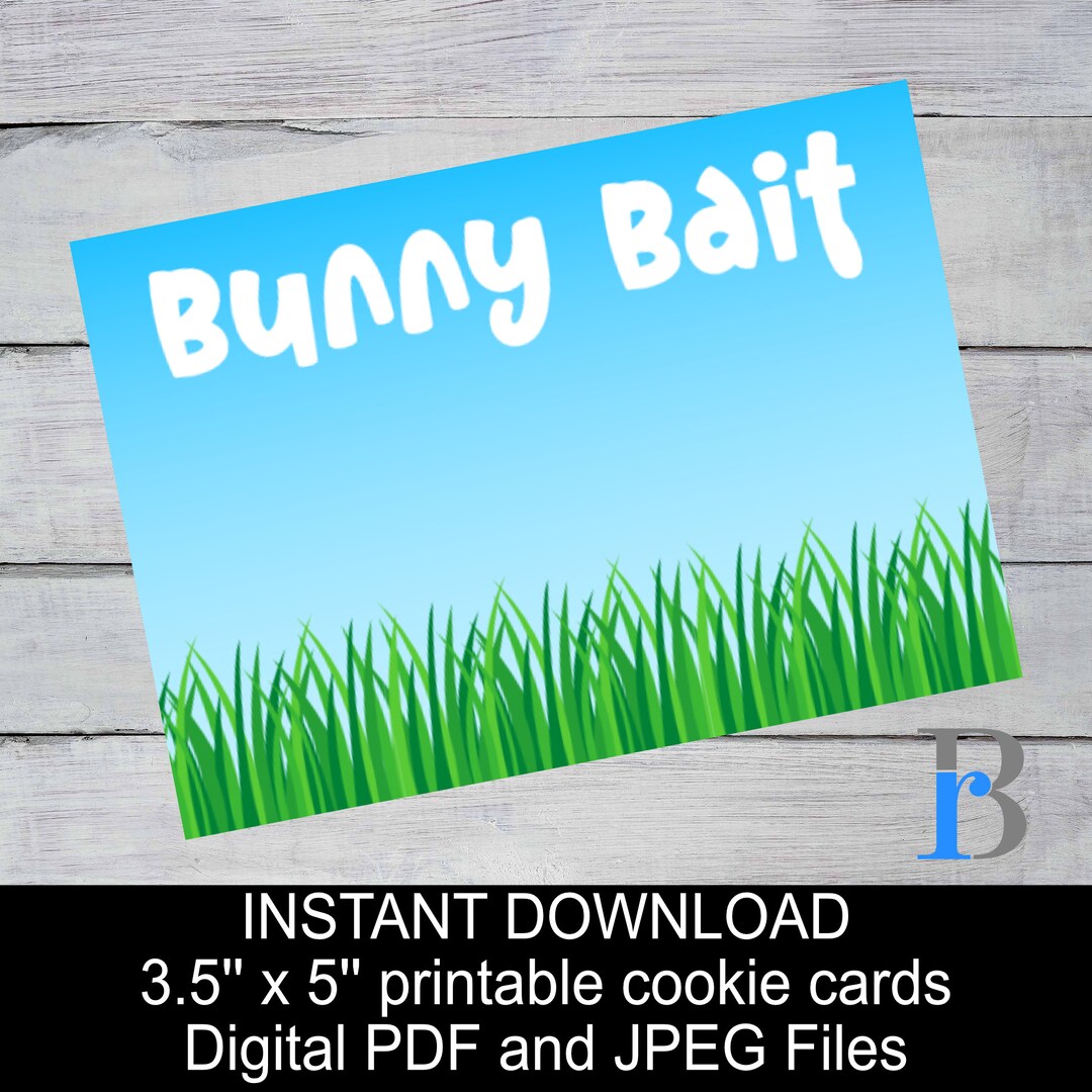Printable Cookie Cards Easter Bunny Bait 5'' X 7'' - Etsy