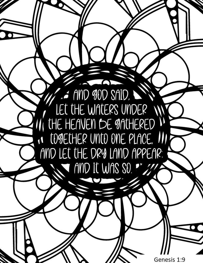 Days of Creation Bible Verse Coloring Pages From Genesis - Etsy