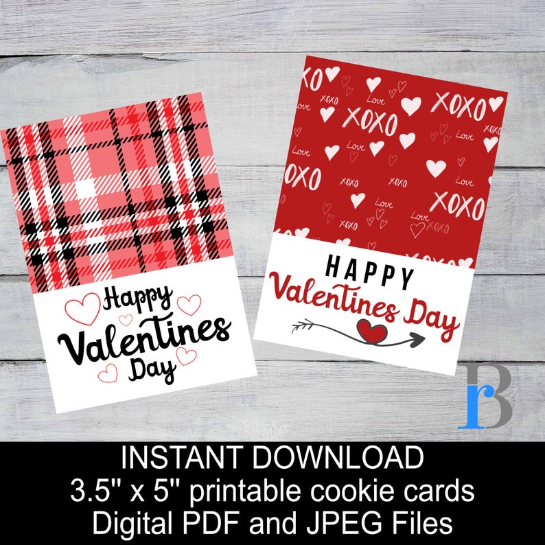 Printable Cookie Cards Happy Valentine's Day Bundle Set of - Etsy